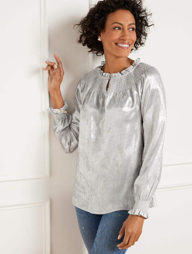 Metallic Smocked Top | Talbots