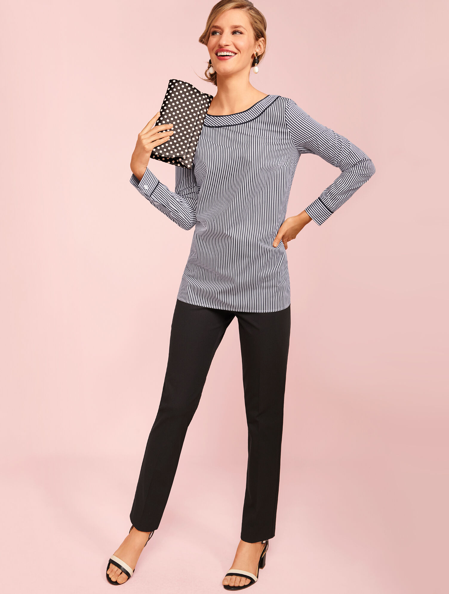 Piped Poplin Tunic - Stripe | Talbots