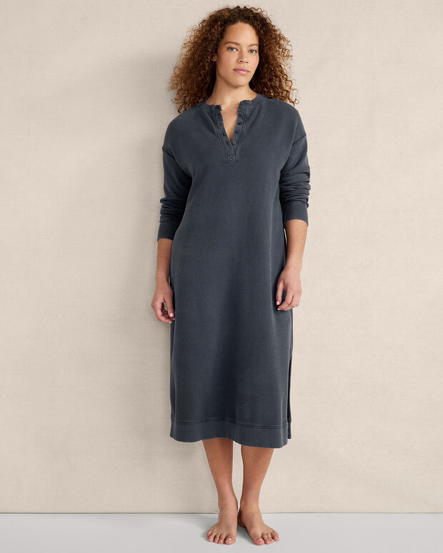 Organic Cotton Garment-Dyed Waffle Knit Henley Dress | Haven Well Within