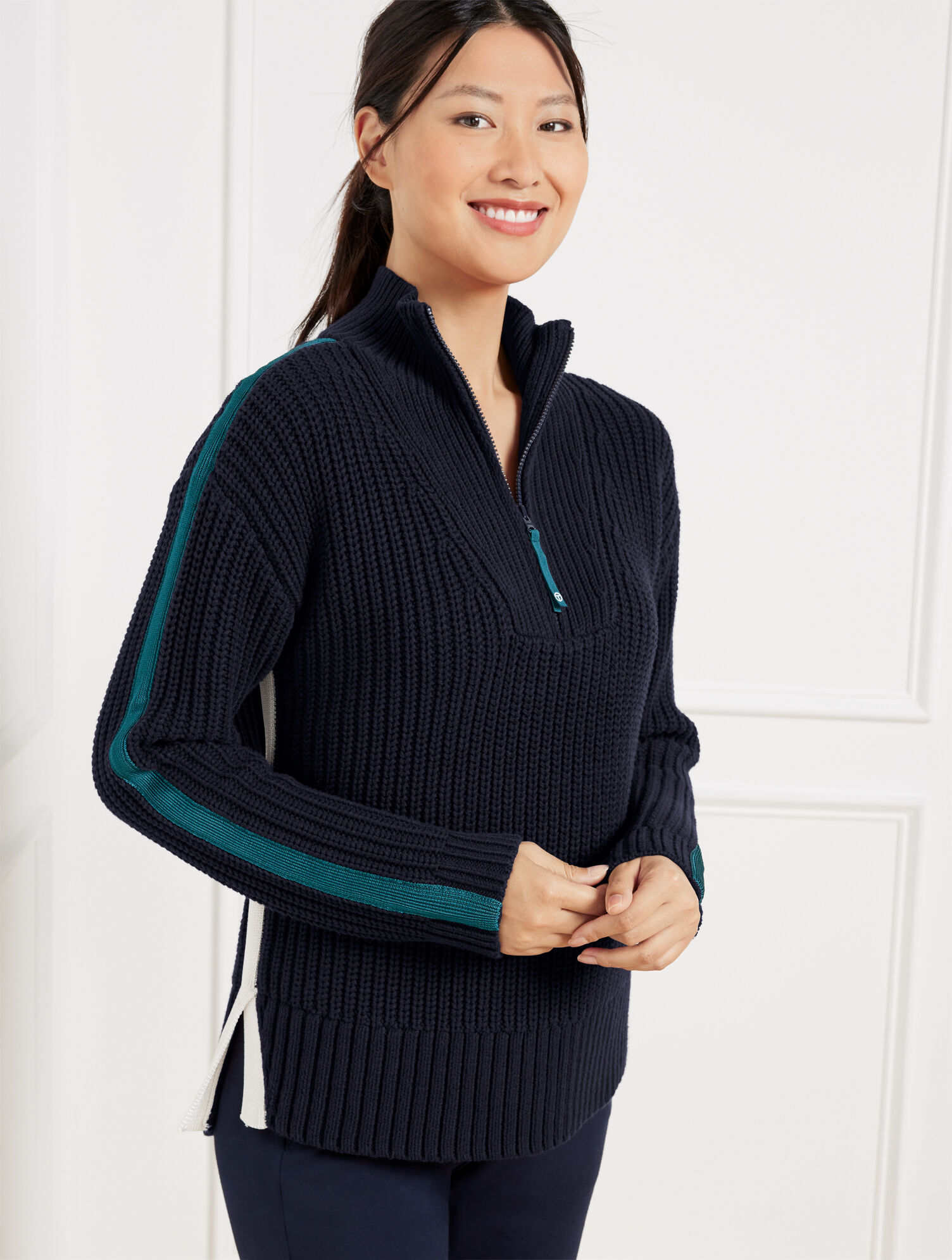 Tipped Half-Zip Sweater | Talbots