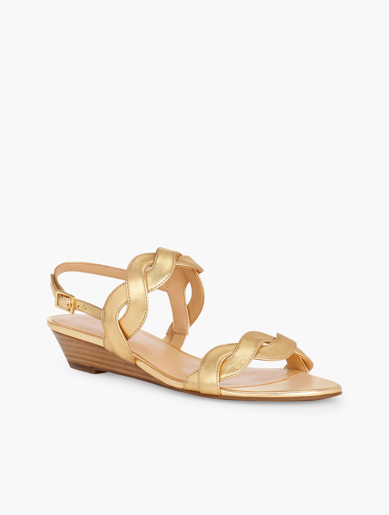 Capri Twist Mini Wedge Sandals - Metallic Leather | Talbots