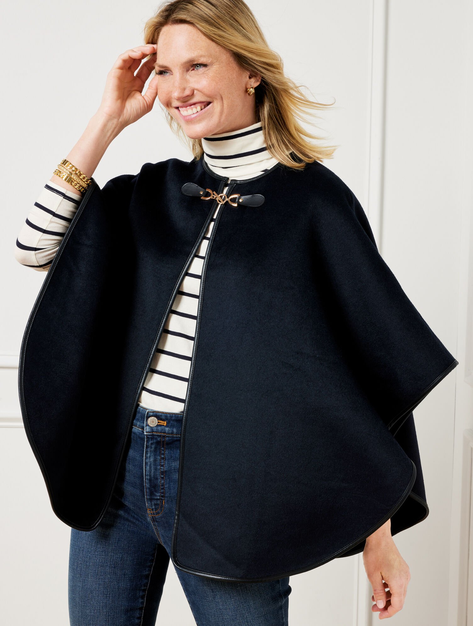 Leather Trim Cape | Talbots