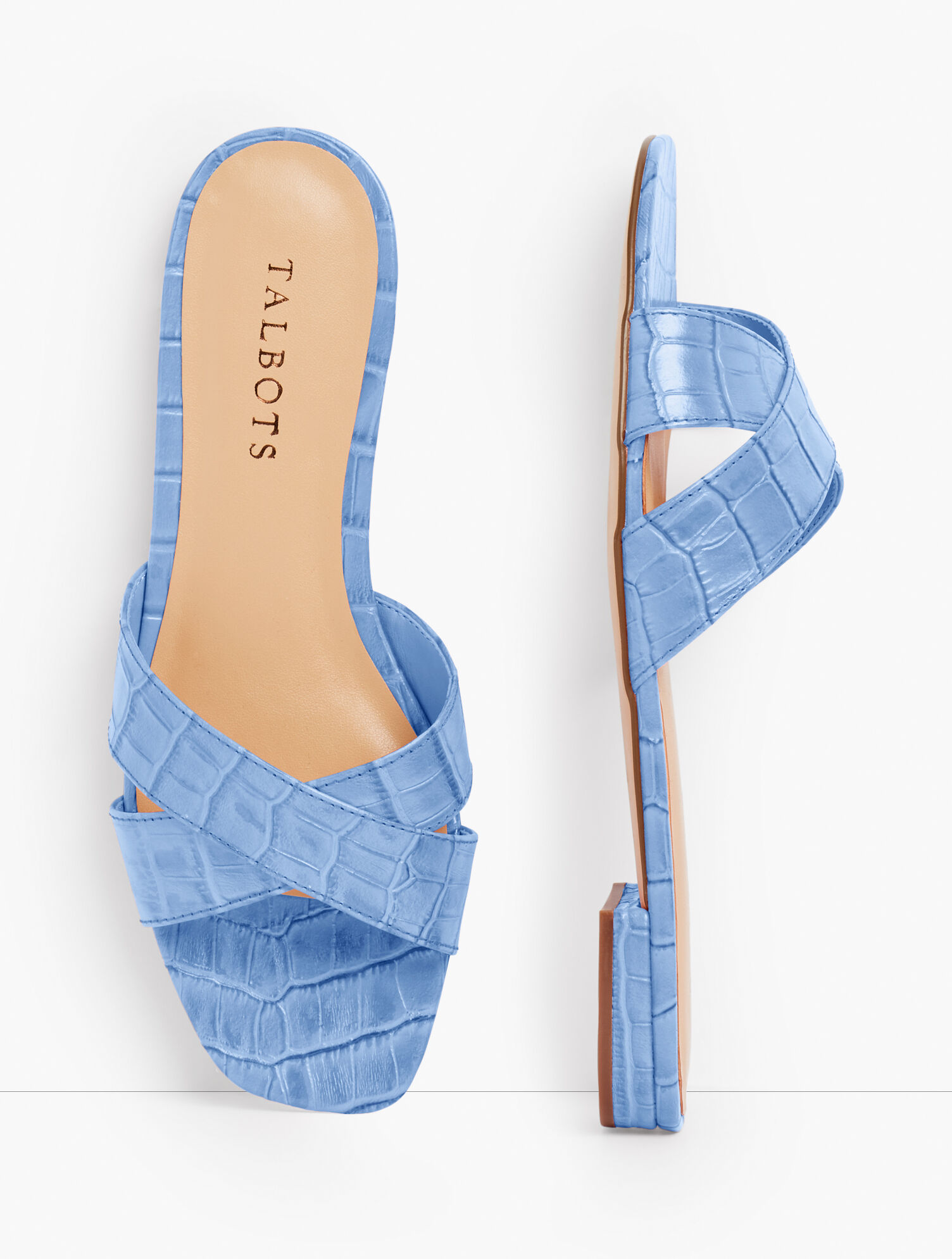 Violet Crisscross Leather Slides | Talbots