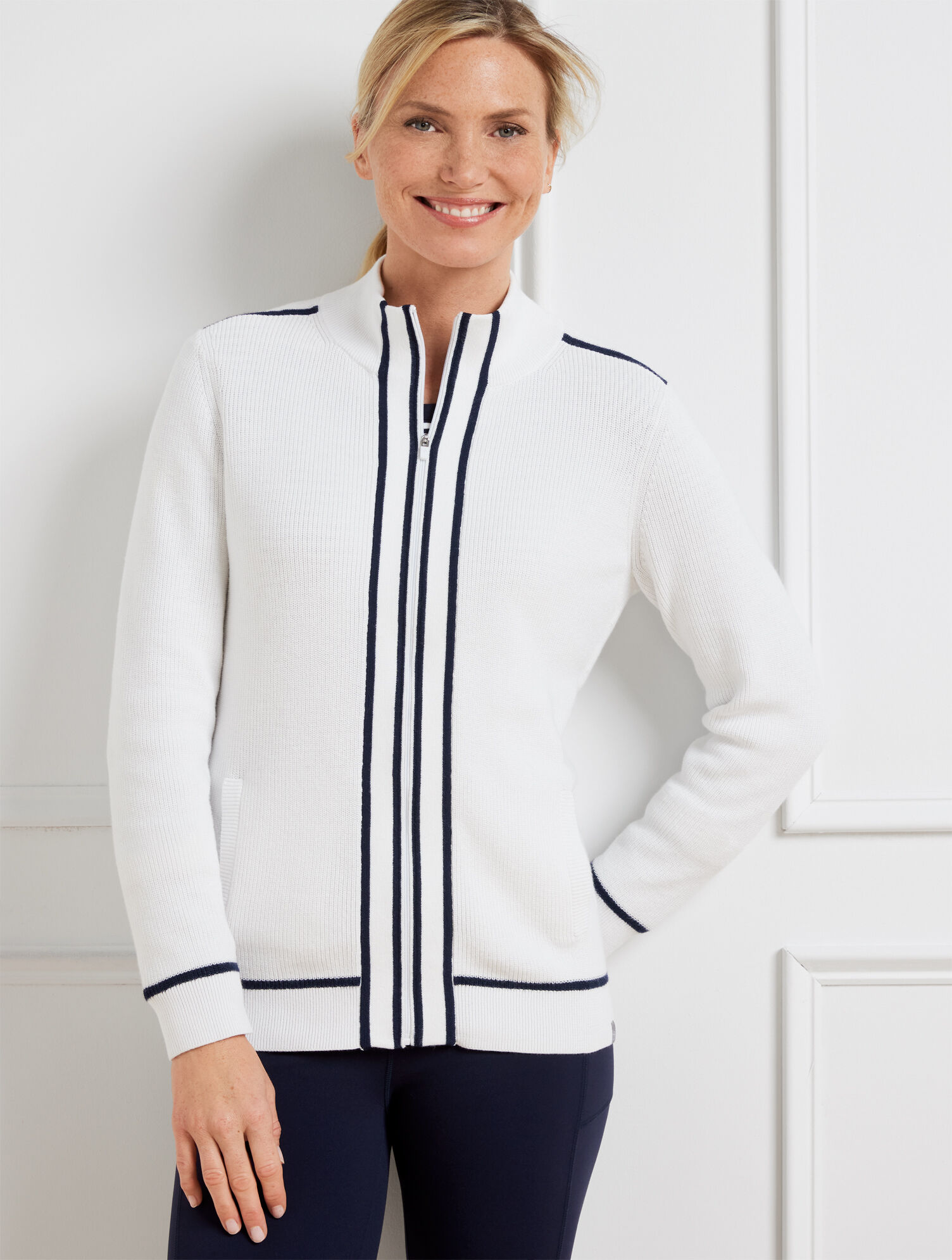 Coolmax® Tipped Knit Jacket | Talbots