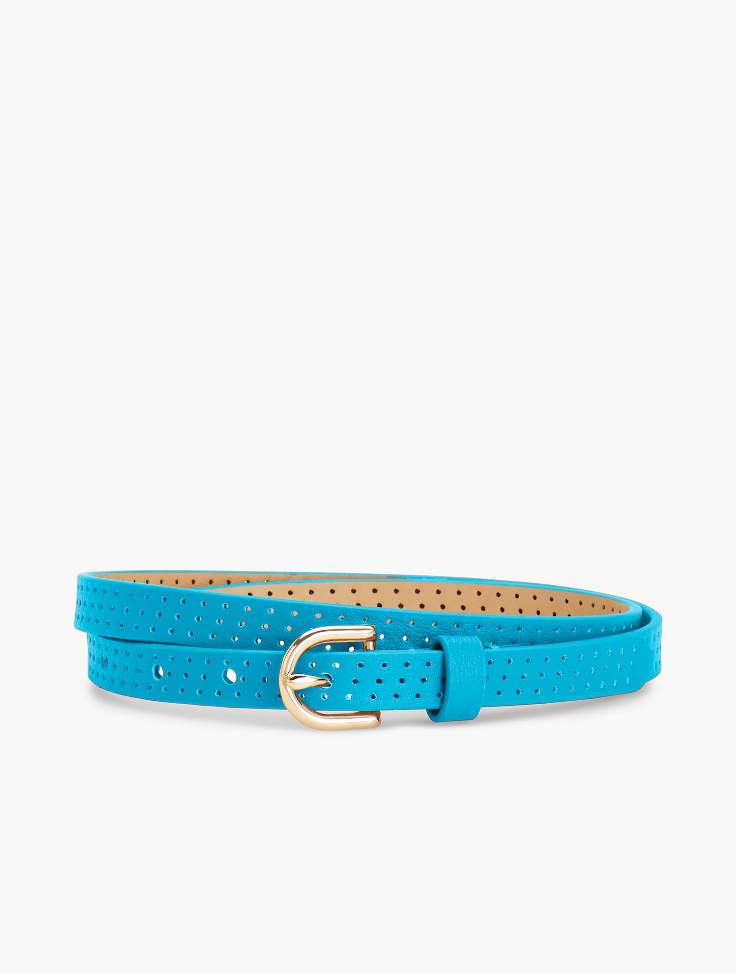 Skinny Leather Perforated Belt | Talbots