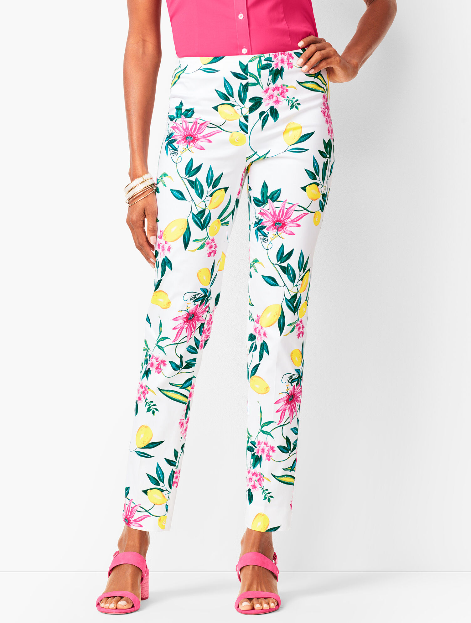 Lemon-Motif Tailored Ankle Pants | Talbots