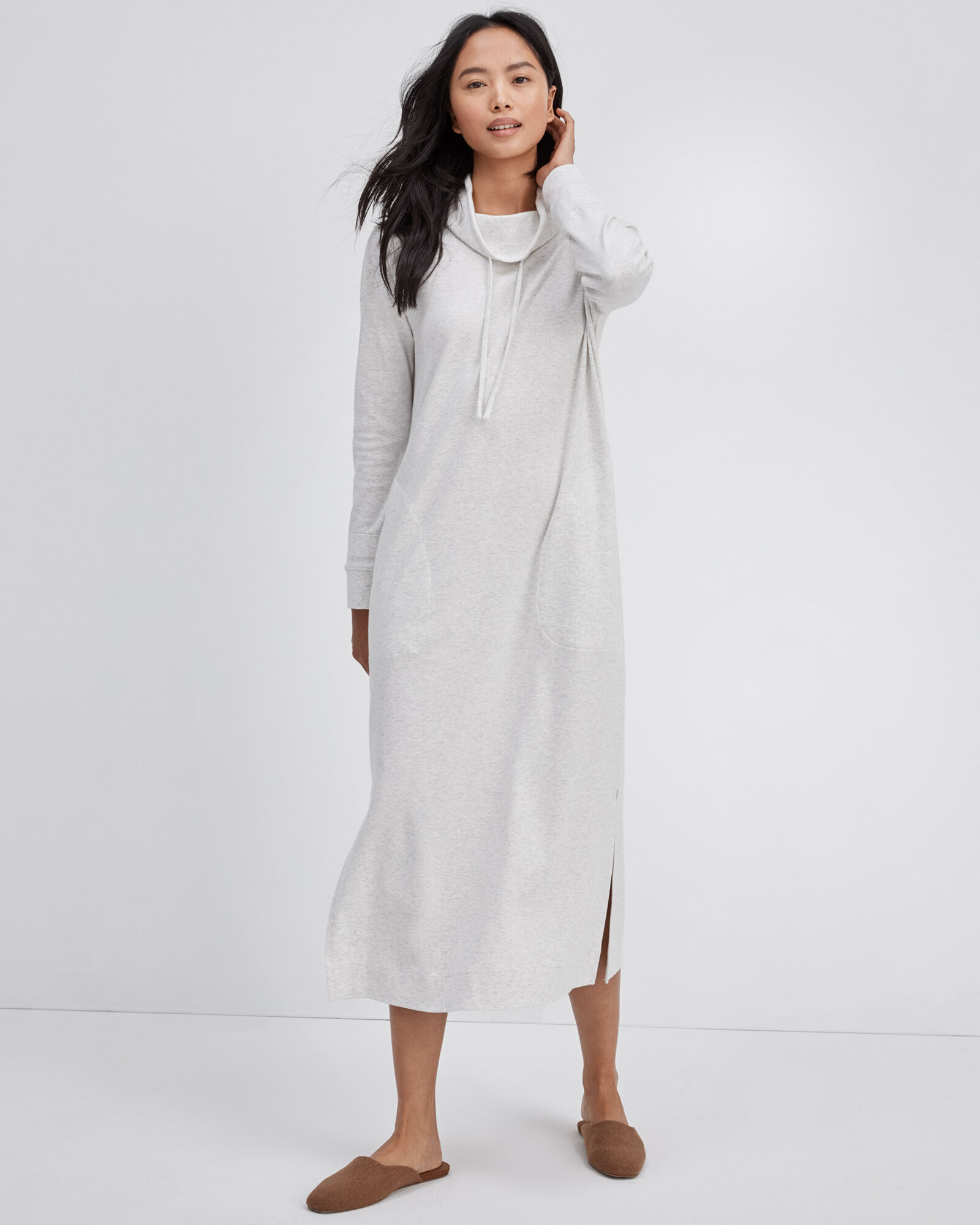 Organic Cotton Interlock Cowlneck Lounge Dress | Haven Well Within