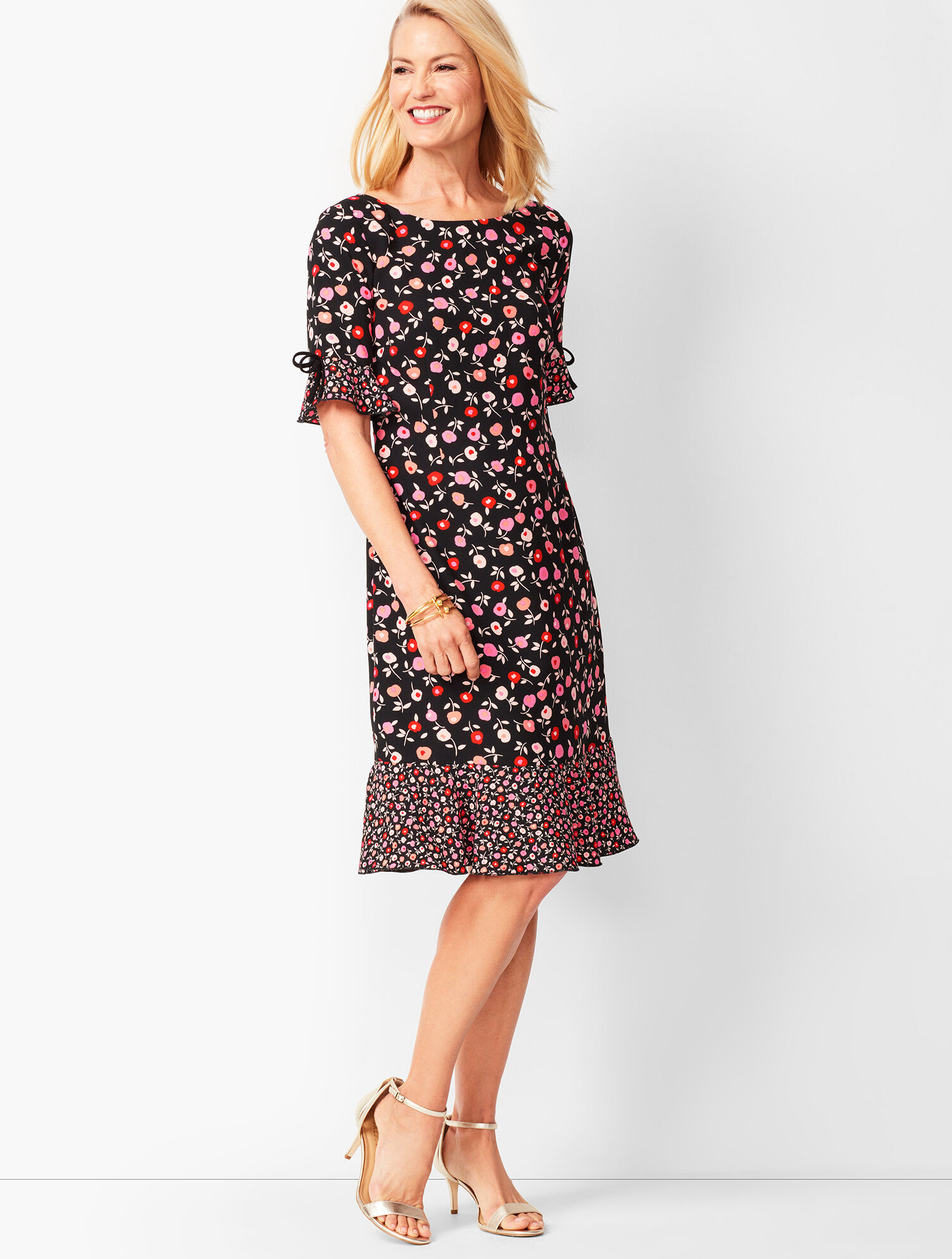 Floral Jewel-Neck Shift Dress | Talbots