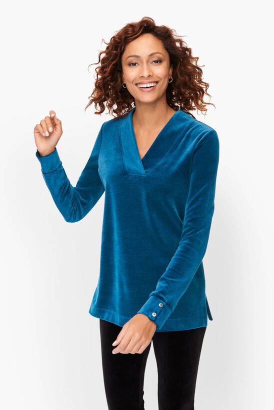 Luxe Velour V-Neck Top | Talbots