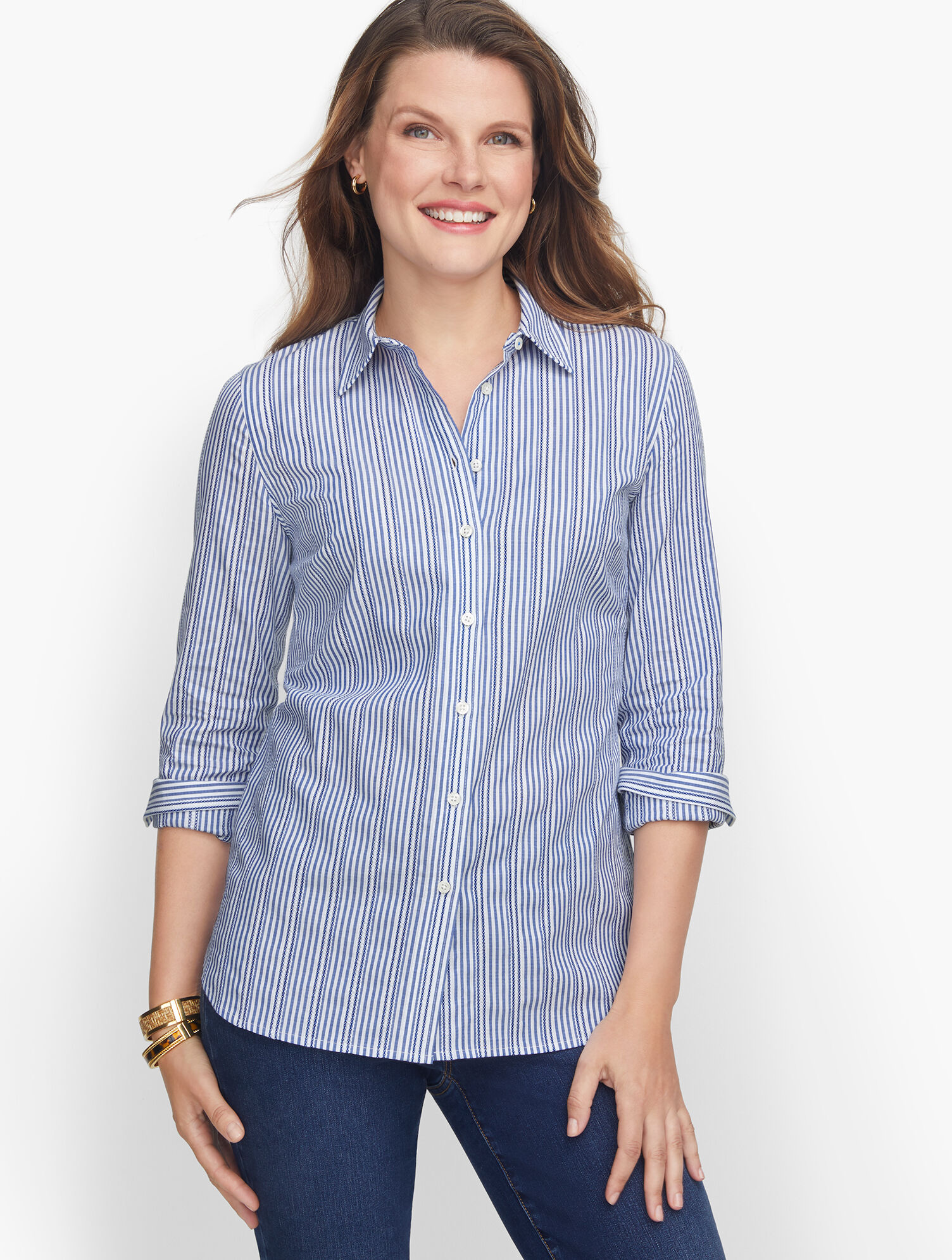 Classic Cotton Shirt - Dobby Stripe | Talbots