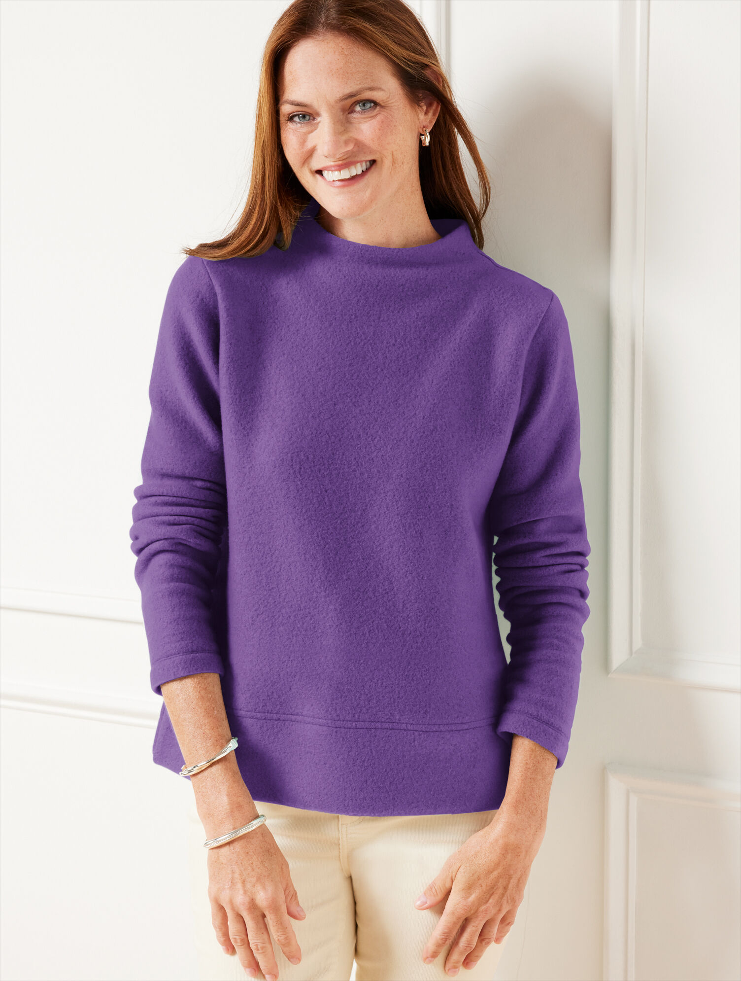 Button Back Funnel Neck Pullover | Talbots