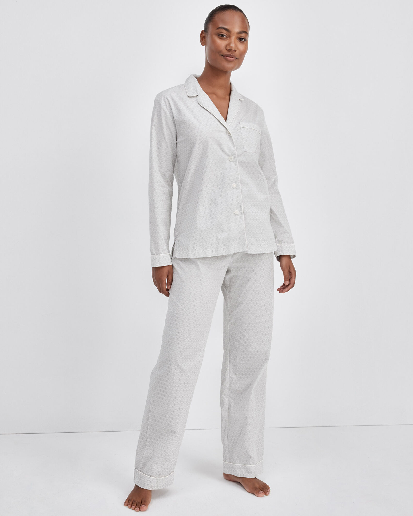Organic Cotton Poplin Scallop Print Pajama Shirt | Haven Well Within