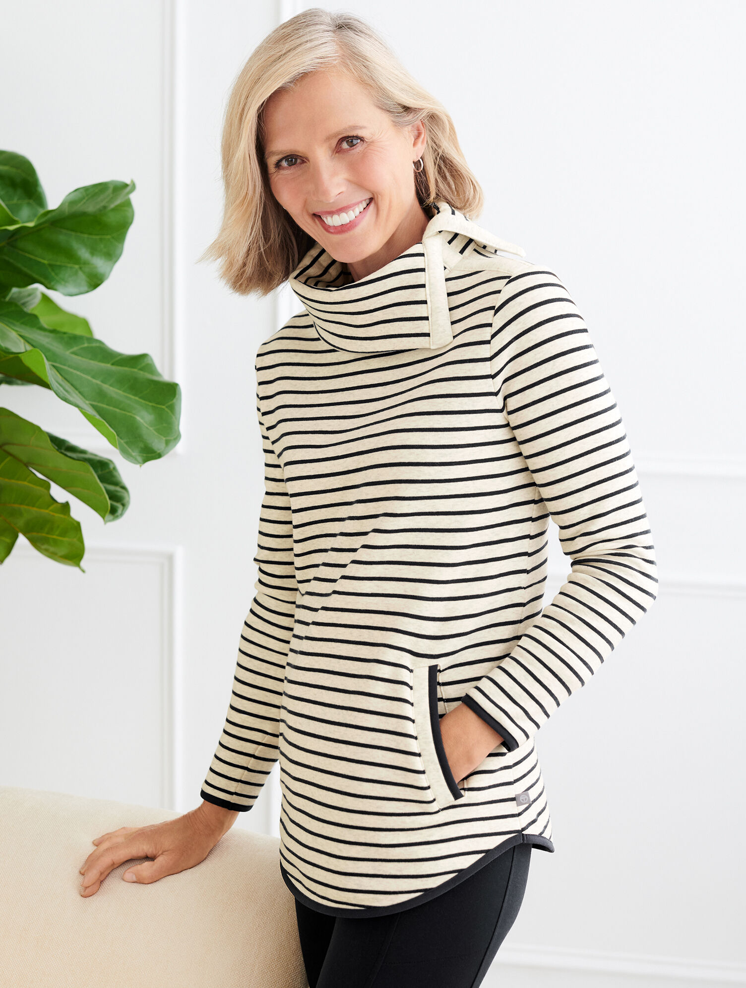 Split Neck Pullover - Sleigh All Day Stripe | Talbots