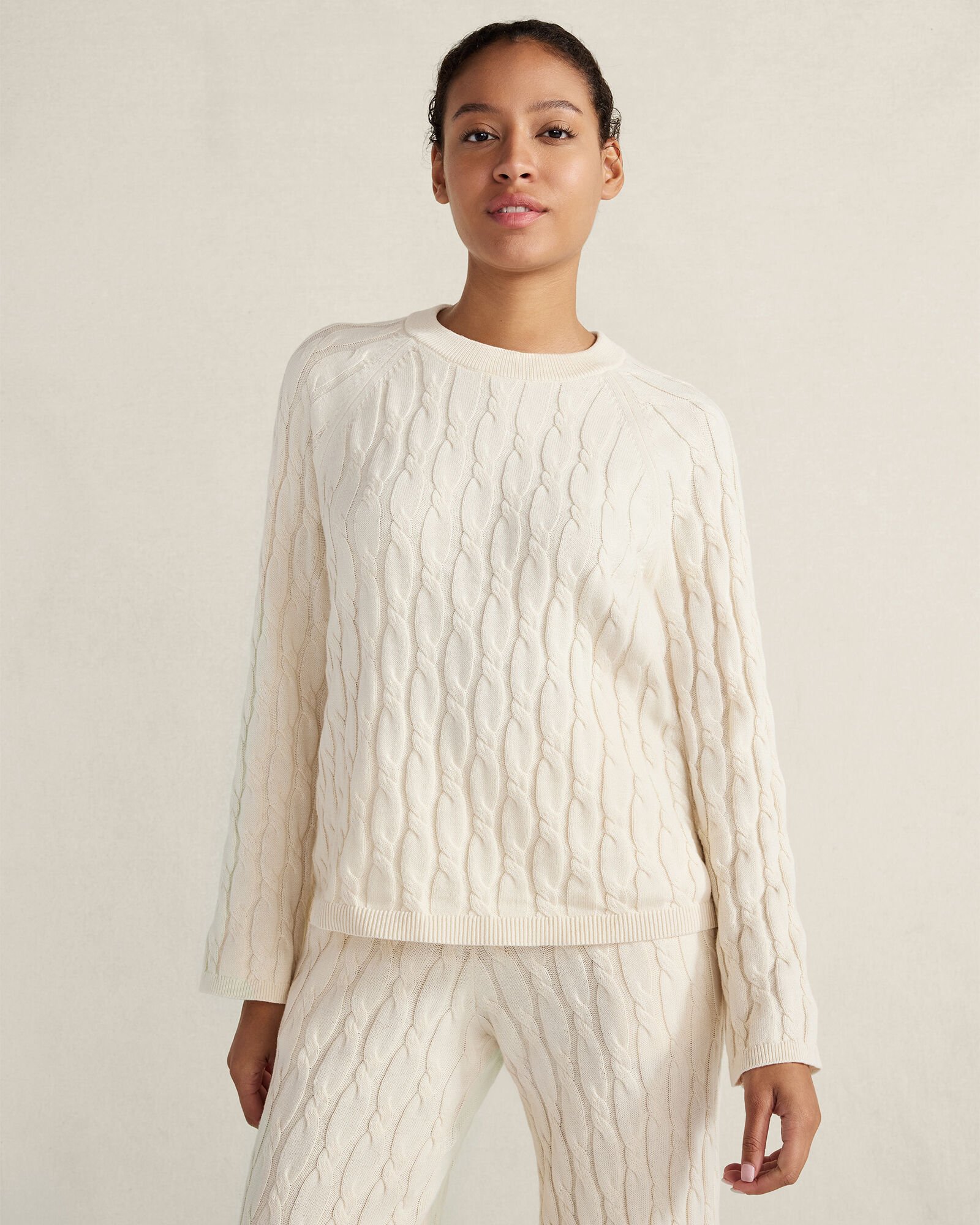 Cotton Cashmere Cable Knit Sweater | Haven Well Within