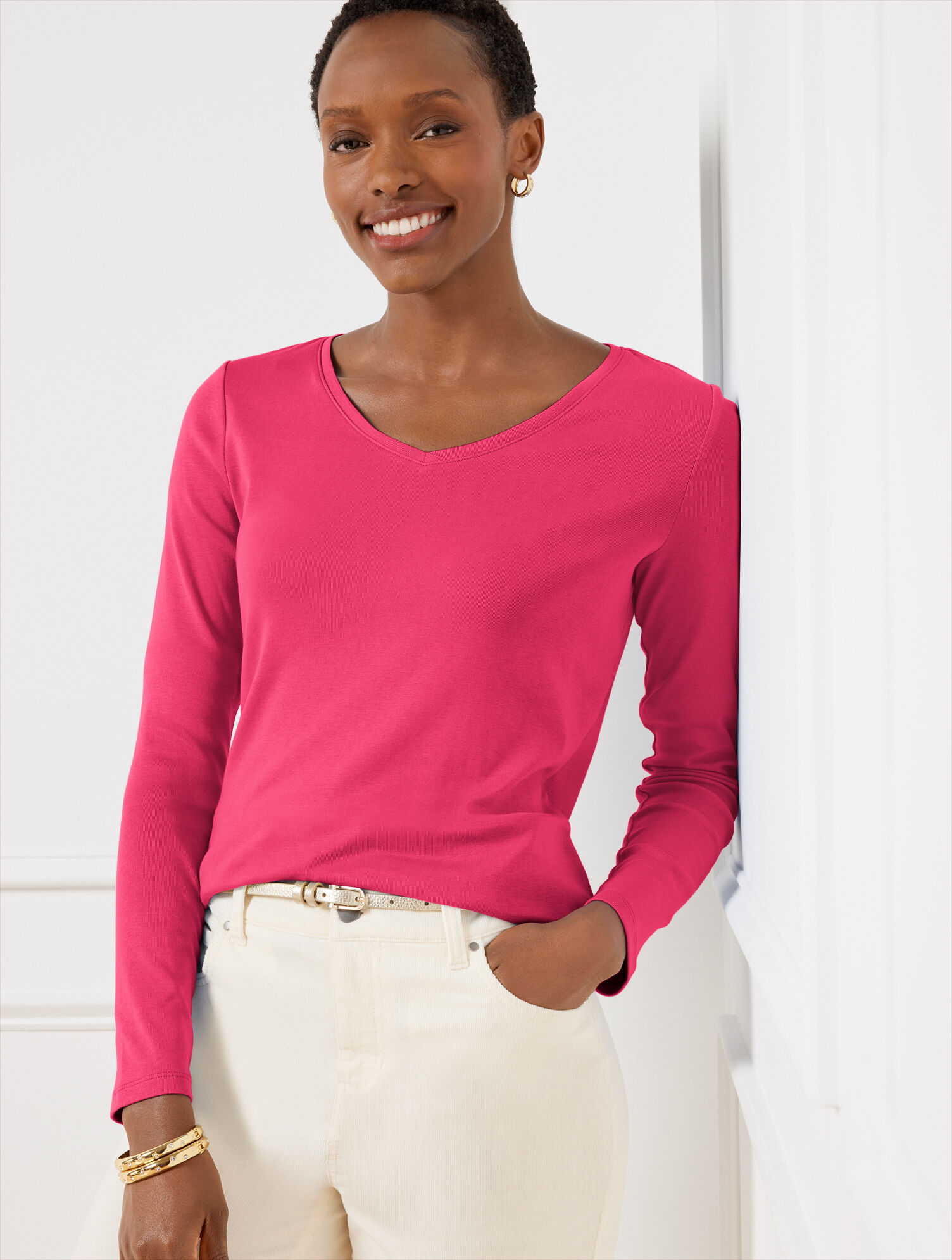 Pima V-Neck Tee | Talbots