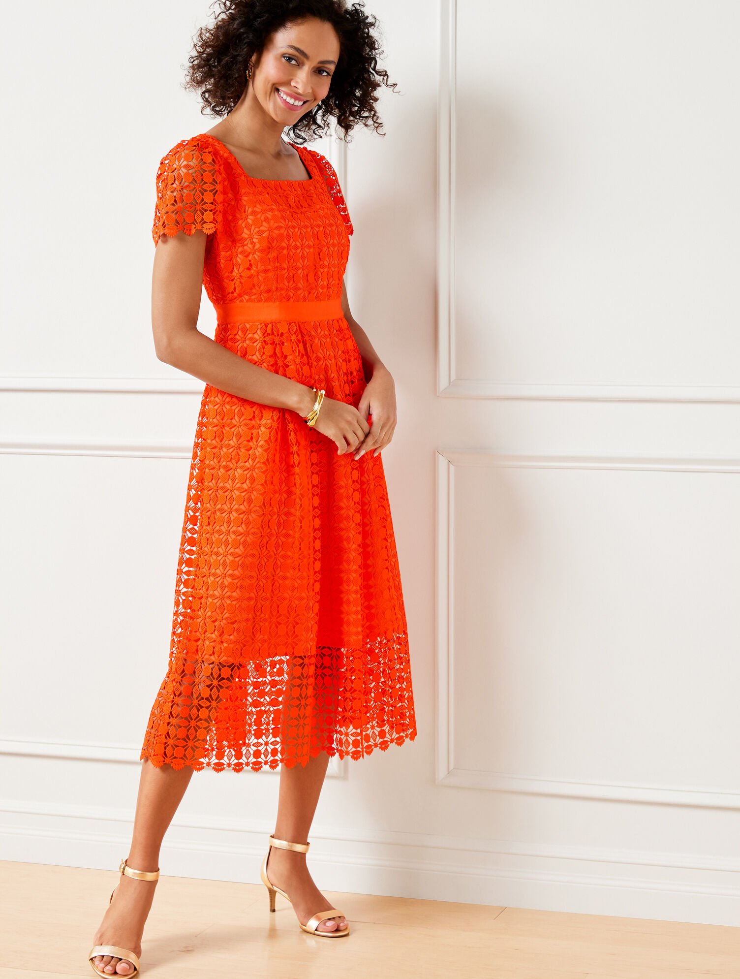 orange pattern dress