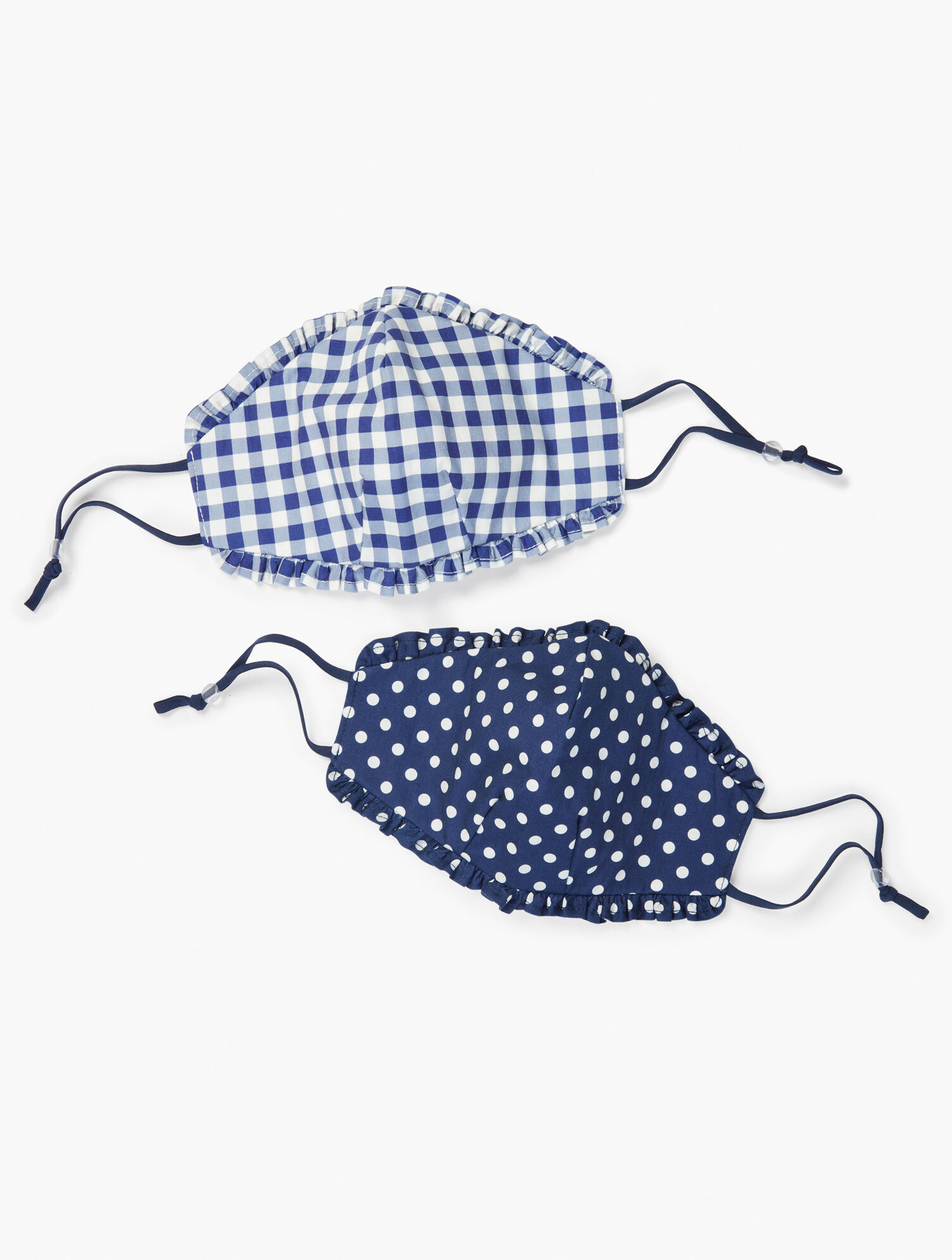 Two Pack Gingham Dot Ruffle Face Masks | Talbots