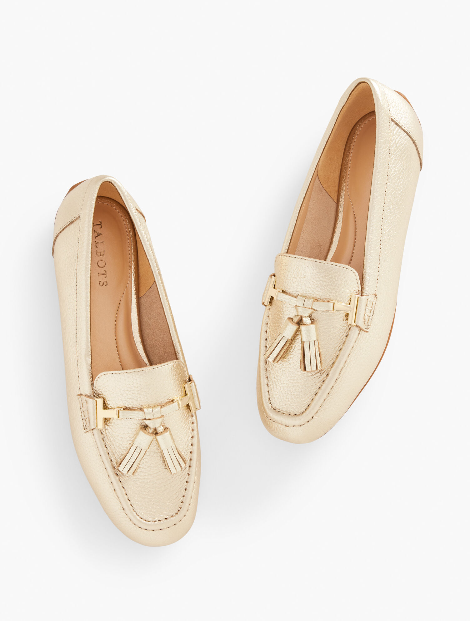 Jessie Tassel Leather Driving Moccasins - Metallic | Talbots