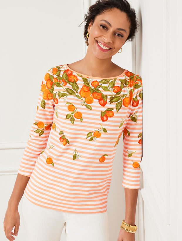 Bateau Neck Tee - Citrus Stripe | Talbots
