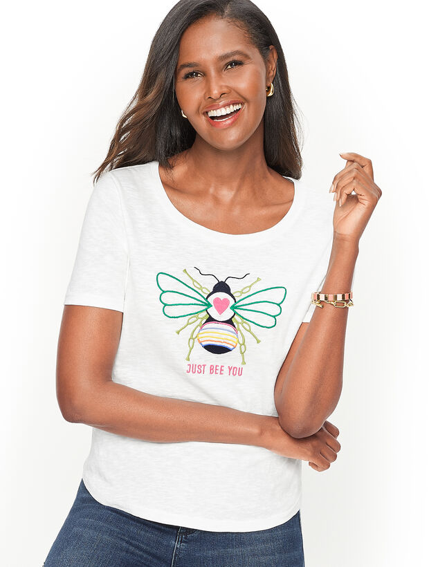 Embroidered Bee Crewneck Tee | Talbots