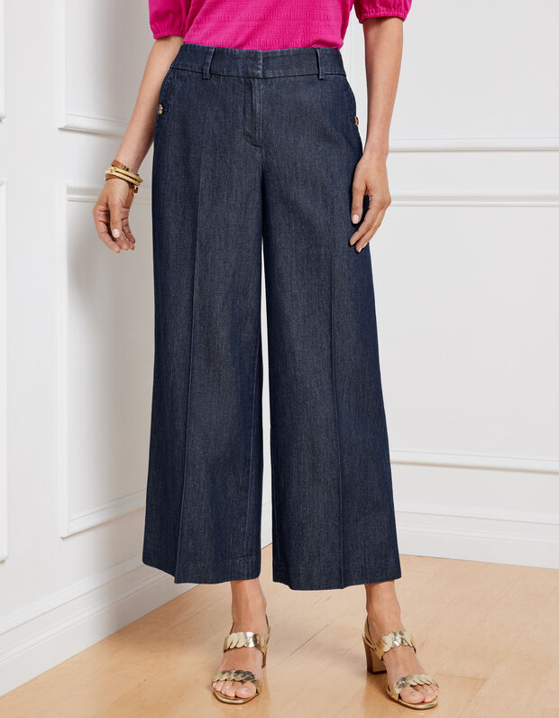 Super Easy Wide Crop Pants - True Indigo | Talbots
