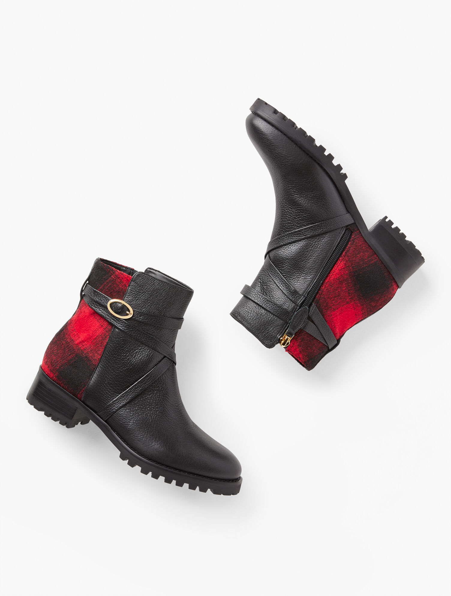 Tish Belted Leather Ankle Boots - Tartan Plaid | Talbots