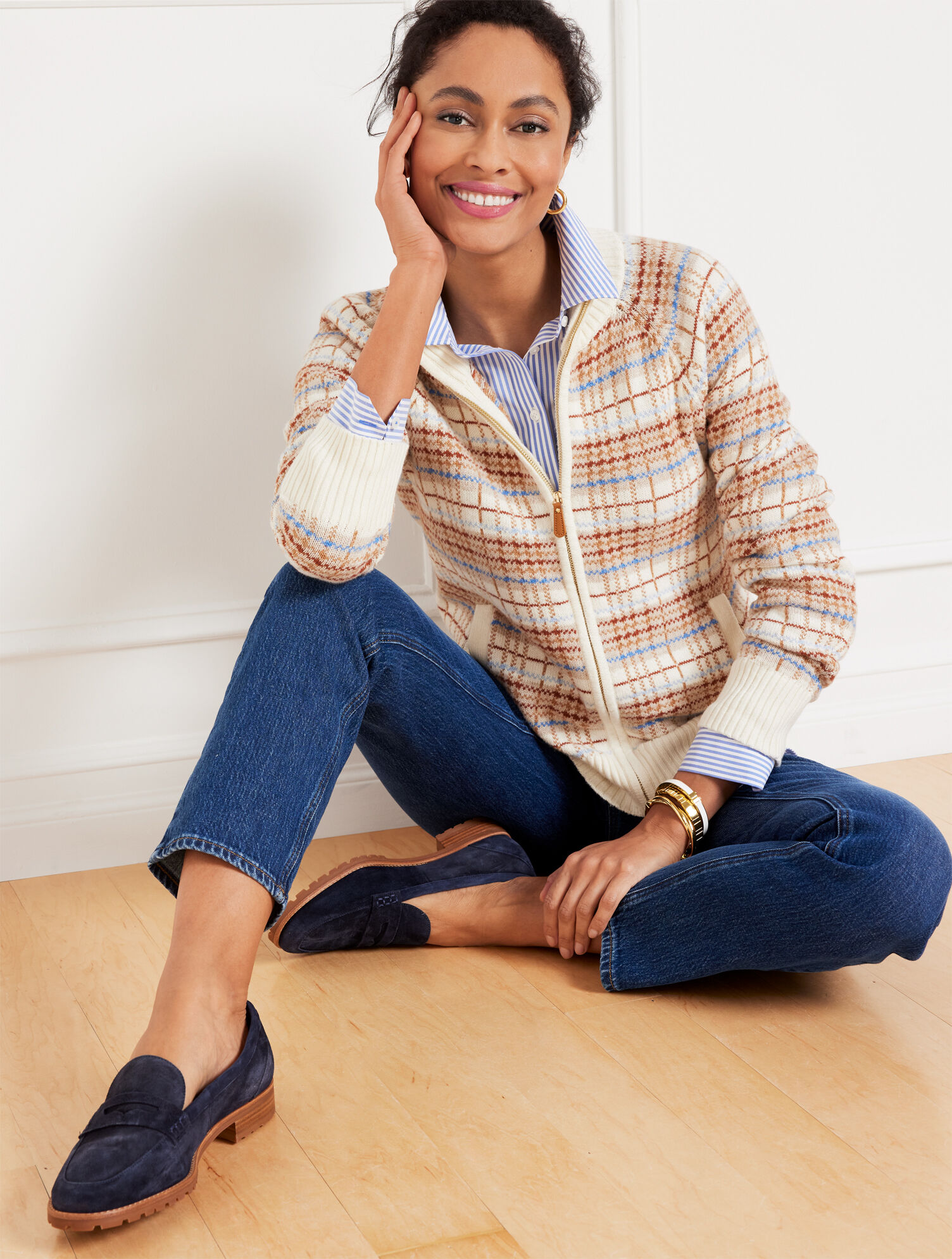 Raglan Sweater Jacket - Cider Plaid | Talbots