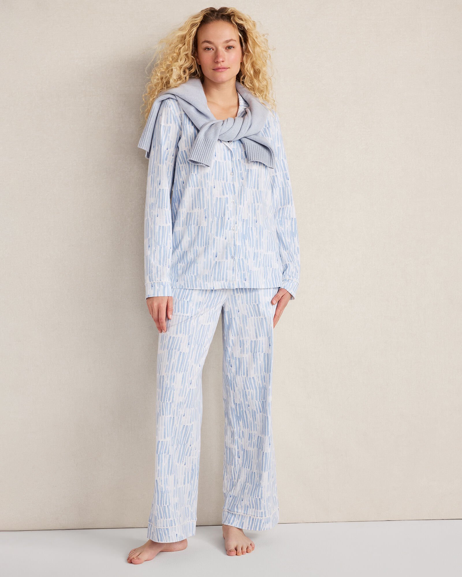 Organic Cotton Jersey Watercolor Wave Pajama Pants | Haven Well Within