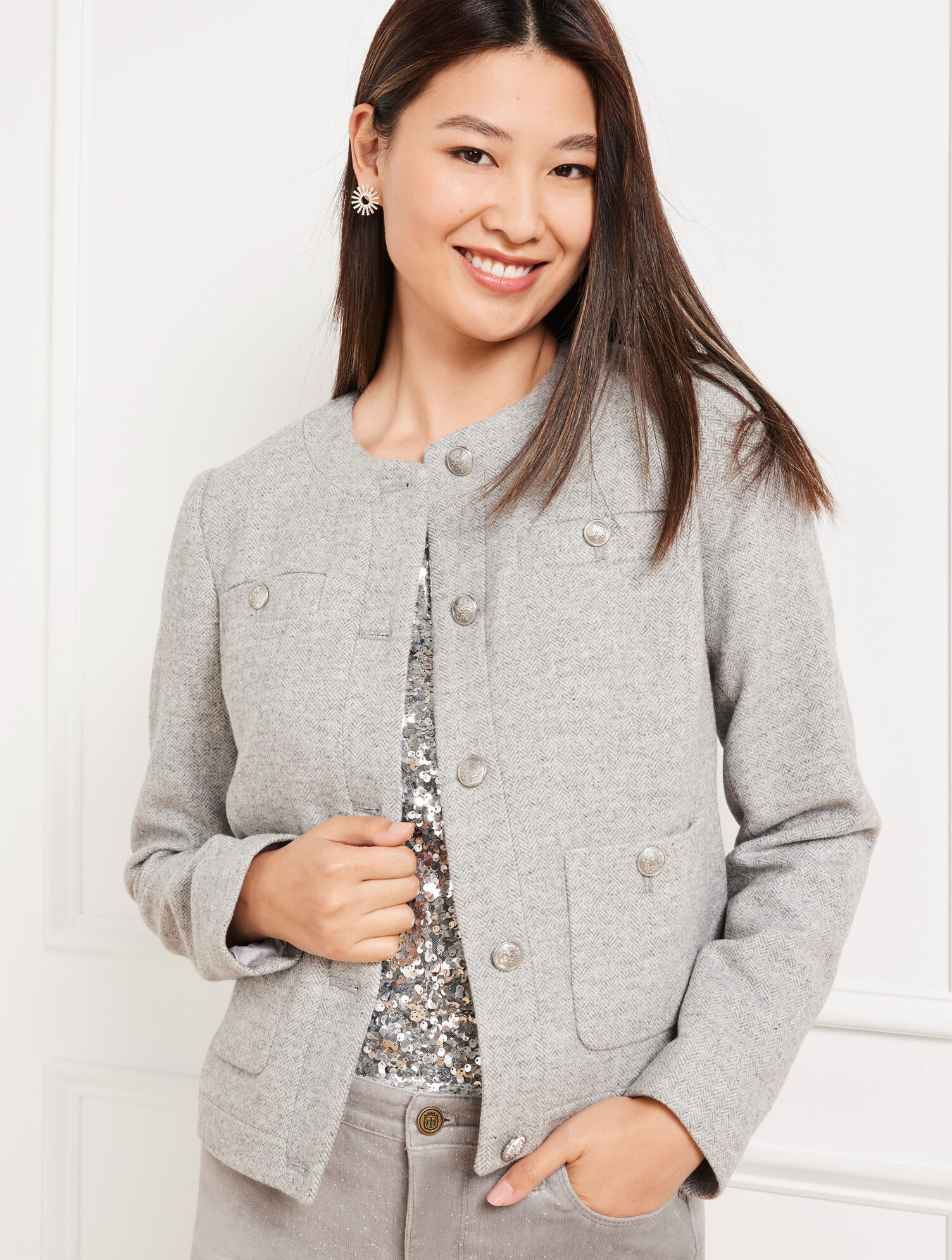 Bicolor Herringbone Shetland Jacket | Talbots