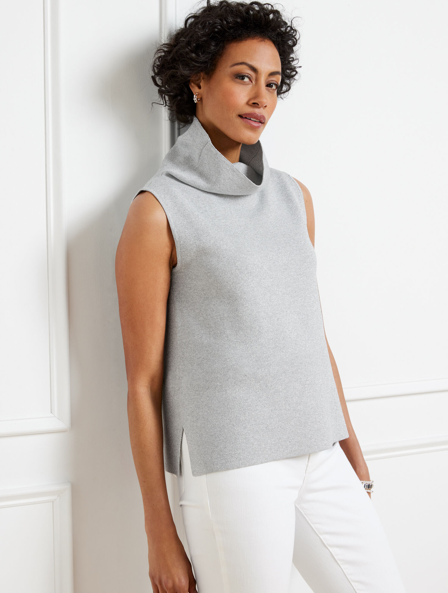 Cowl-Neck Sweater Shell - Metallic | Talbots