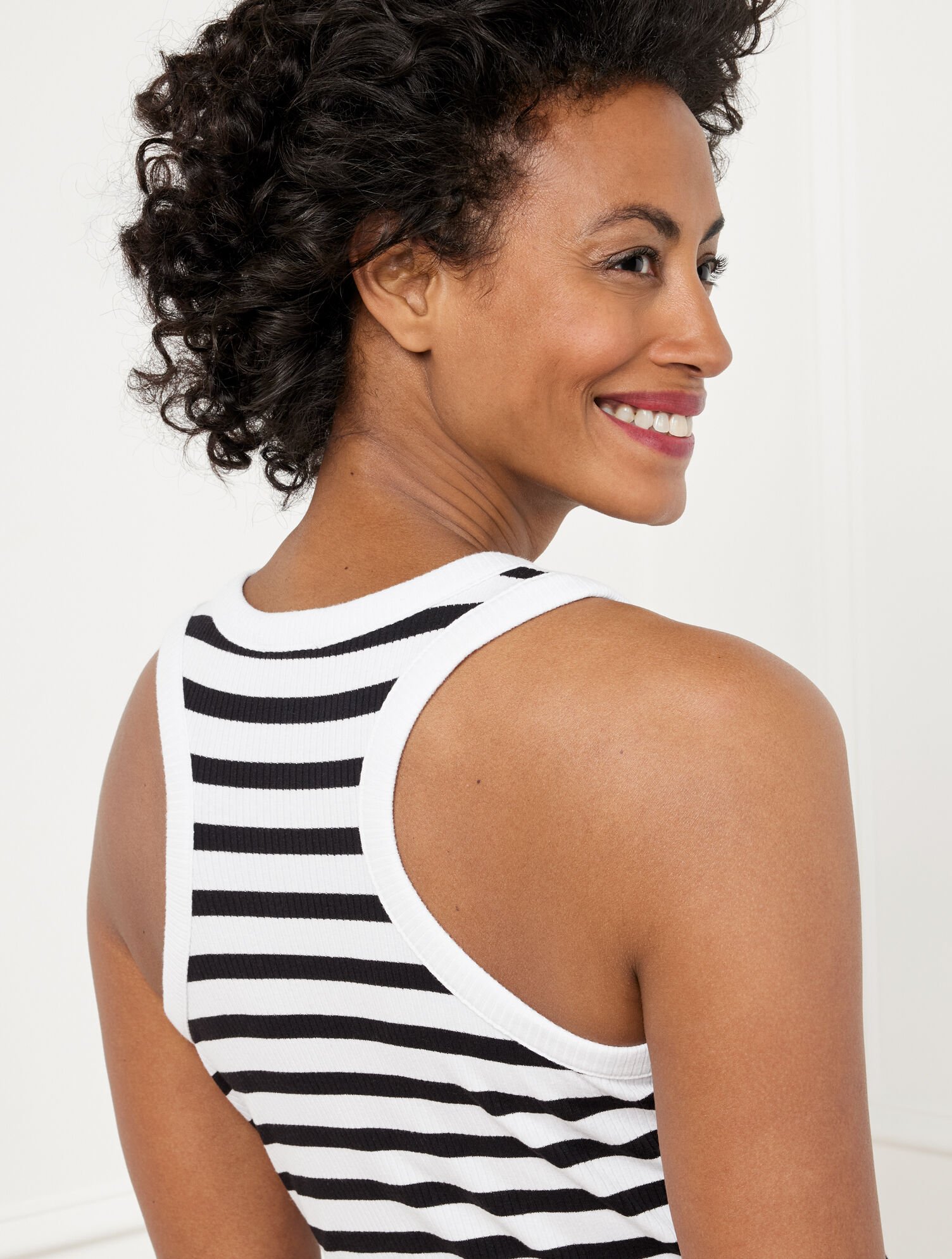 Ribbed Racerback Tank - Robin Stripe | Talbots