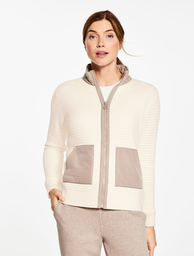 Woven Trim Sweater Jacket | Talbots