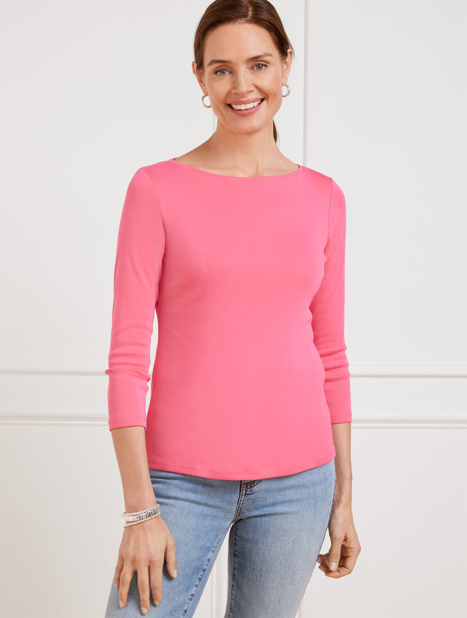 Solid Bateau Neck Tee Pima Cotton | Talbots