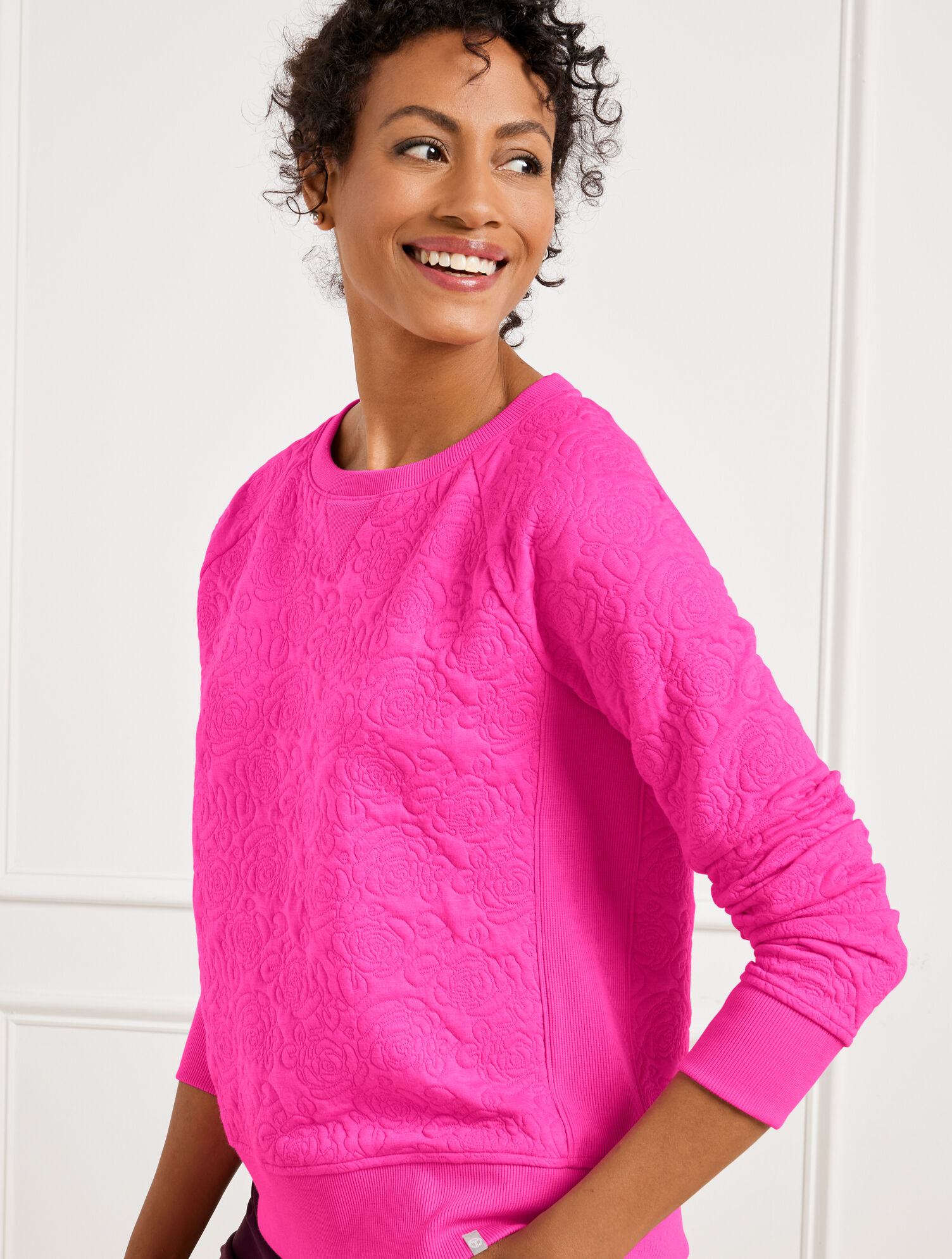 Rose Quilted Crewneck Pullover | Talbots