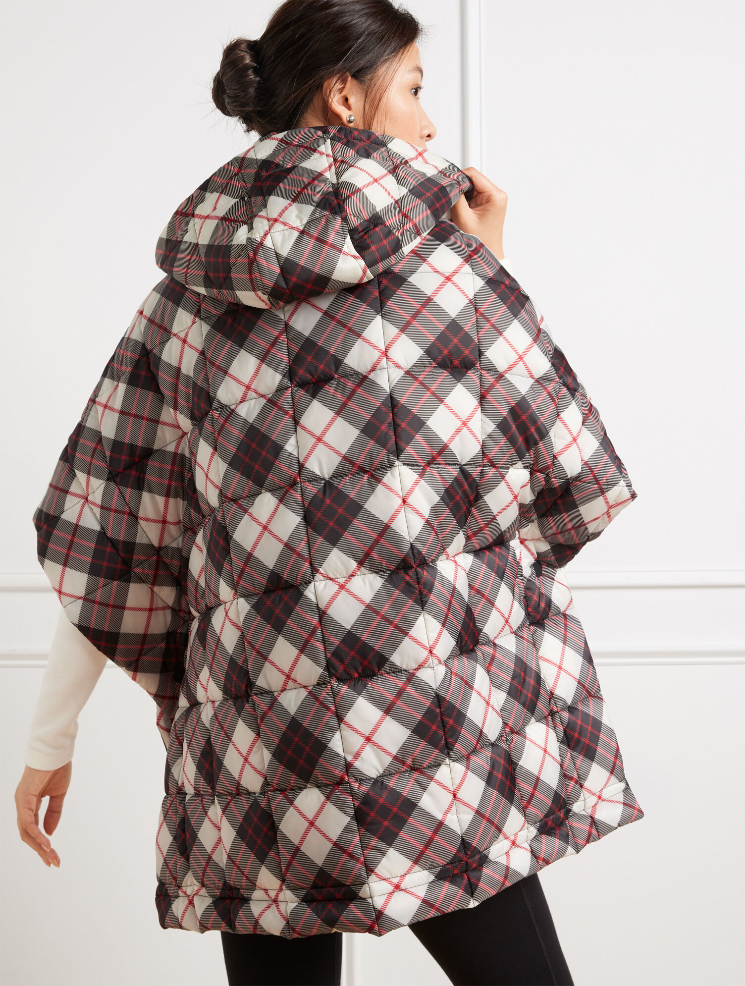 Hooded Quilted Poncho - Chilly Plaid | Talbots