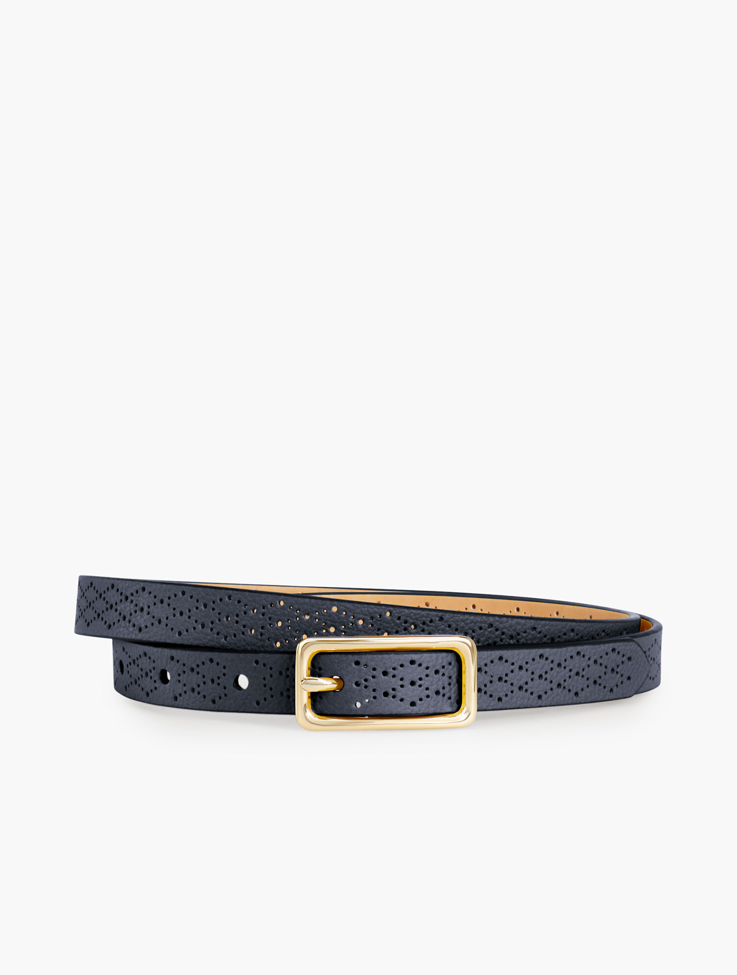 Skinny Perforated Leather Belt | Talbots