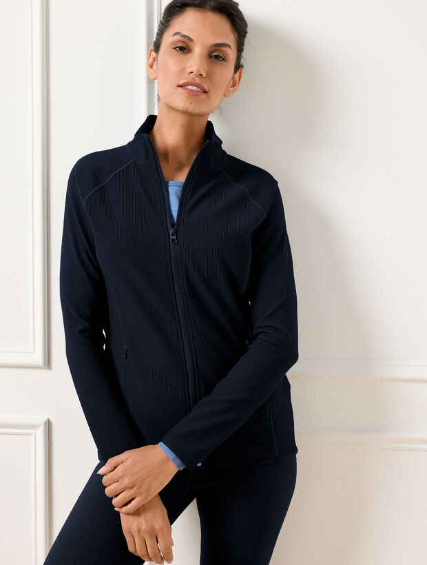 Soft Stretch Ribbed Full Zip Jacket | Talbots