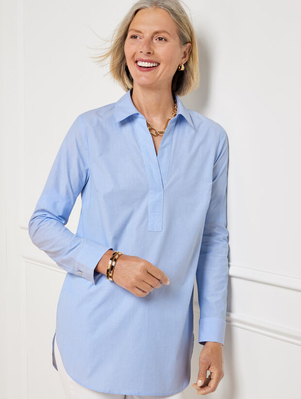 Button Back Tunic - Micro Stripe | Talbots