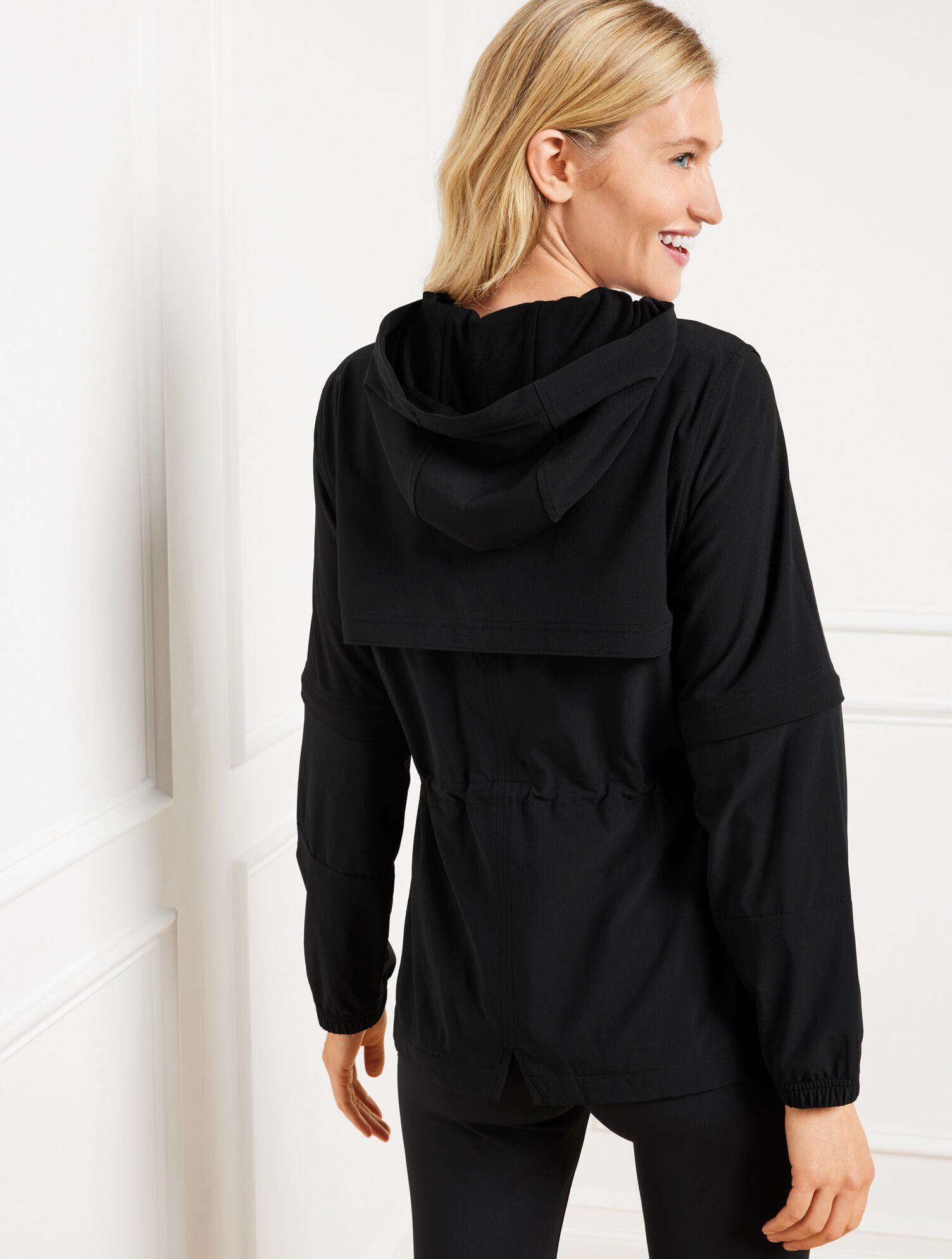 Lightweight Woven Stretch Hooded Convertible Jacket | Talbots