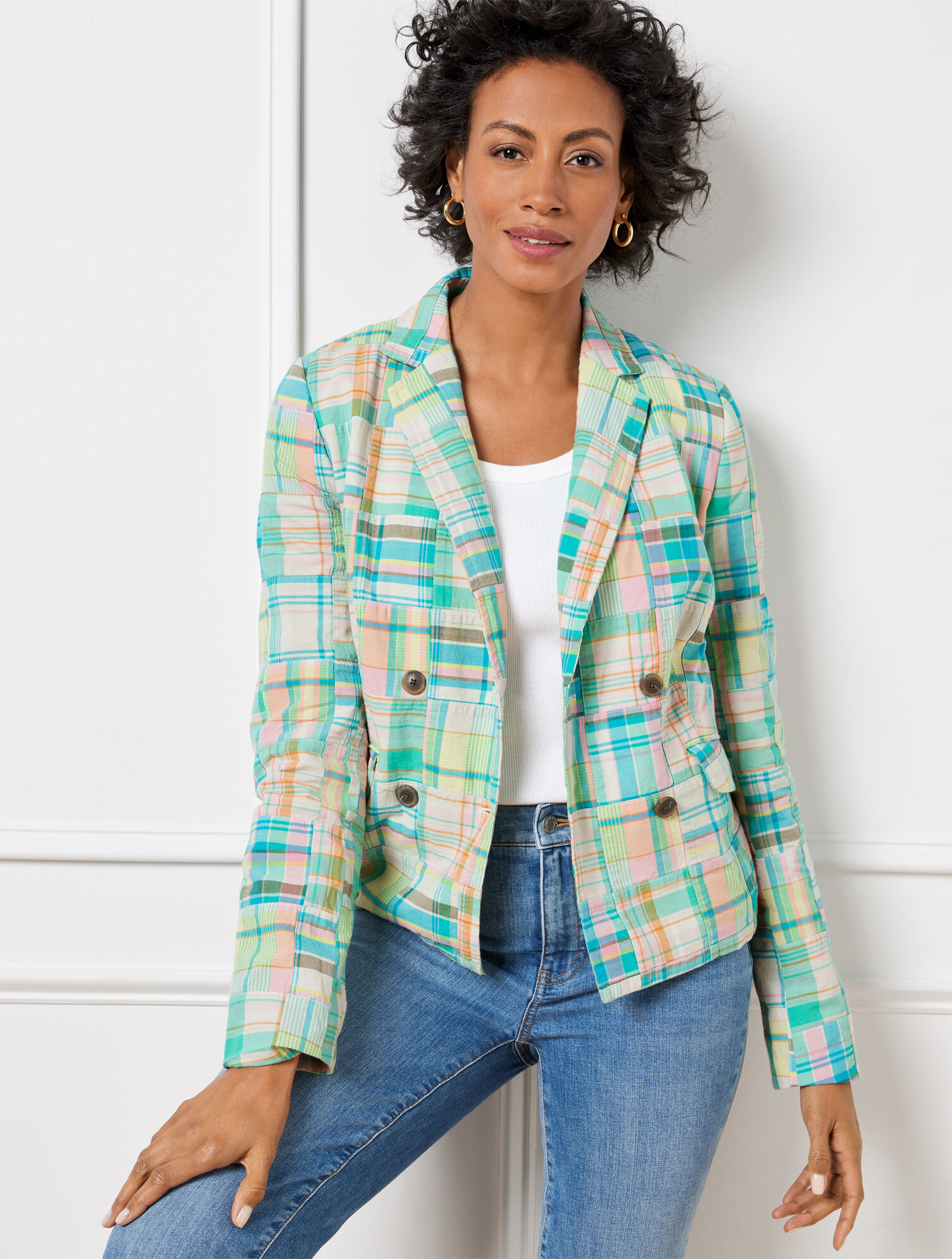 Double Breasted Madras Blazer | Talbots