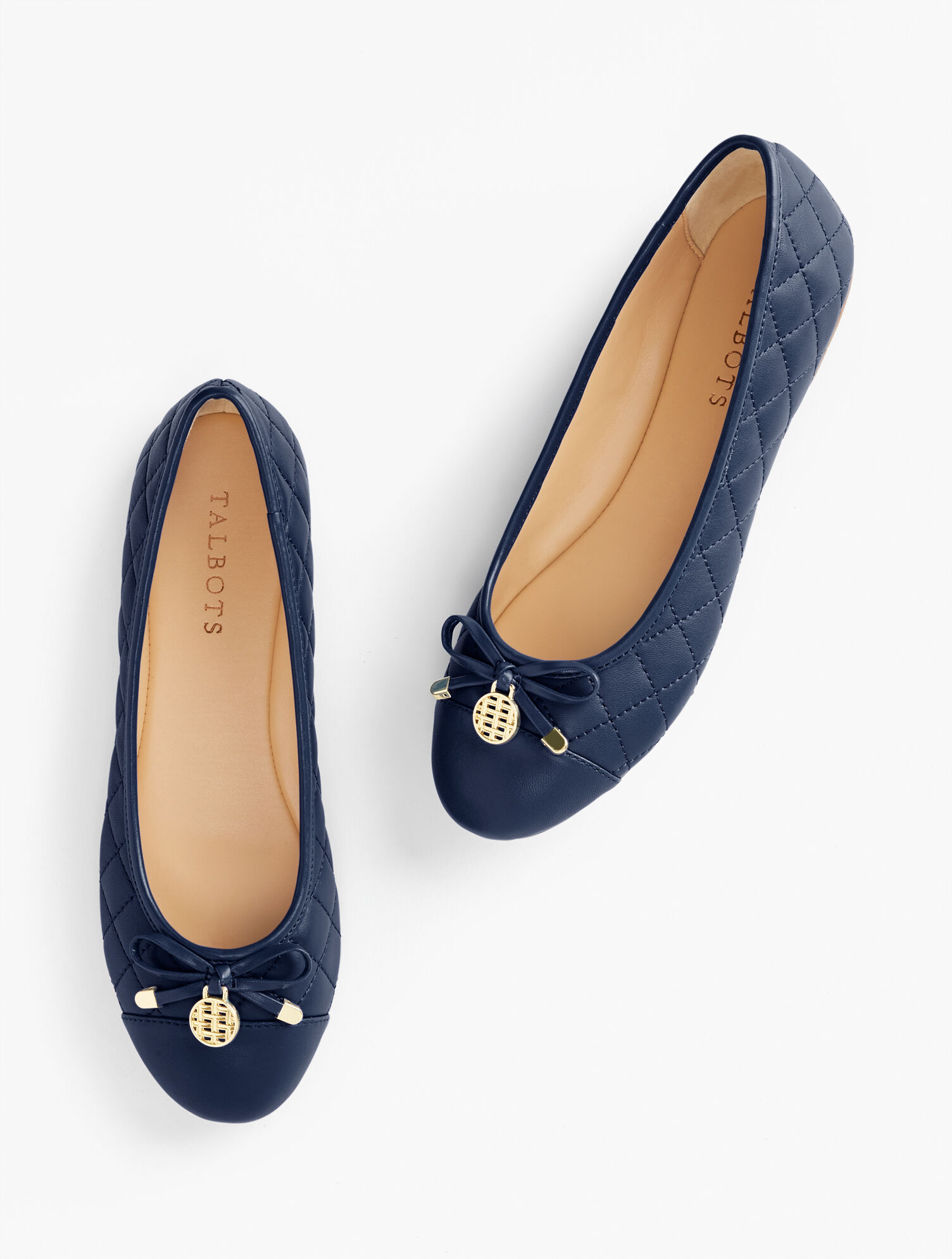Penelope Charm Quilted Leather Flats | Talbots