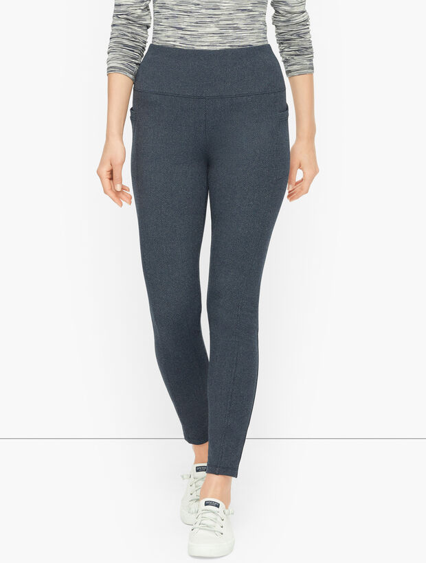 Bird's Eye Jacquard High Waist Slash Pocket Leggings | Talbots