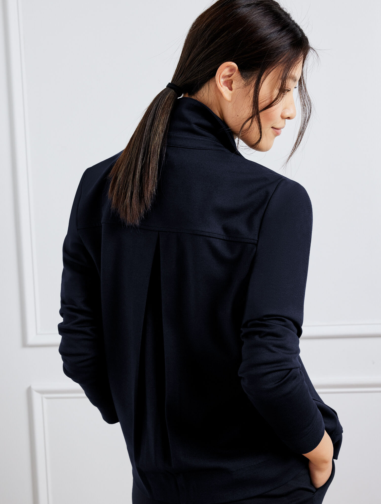 Ponte Pleated Back Jacket | Talbots