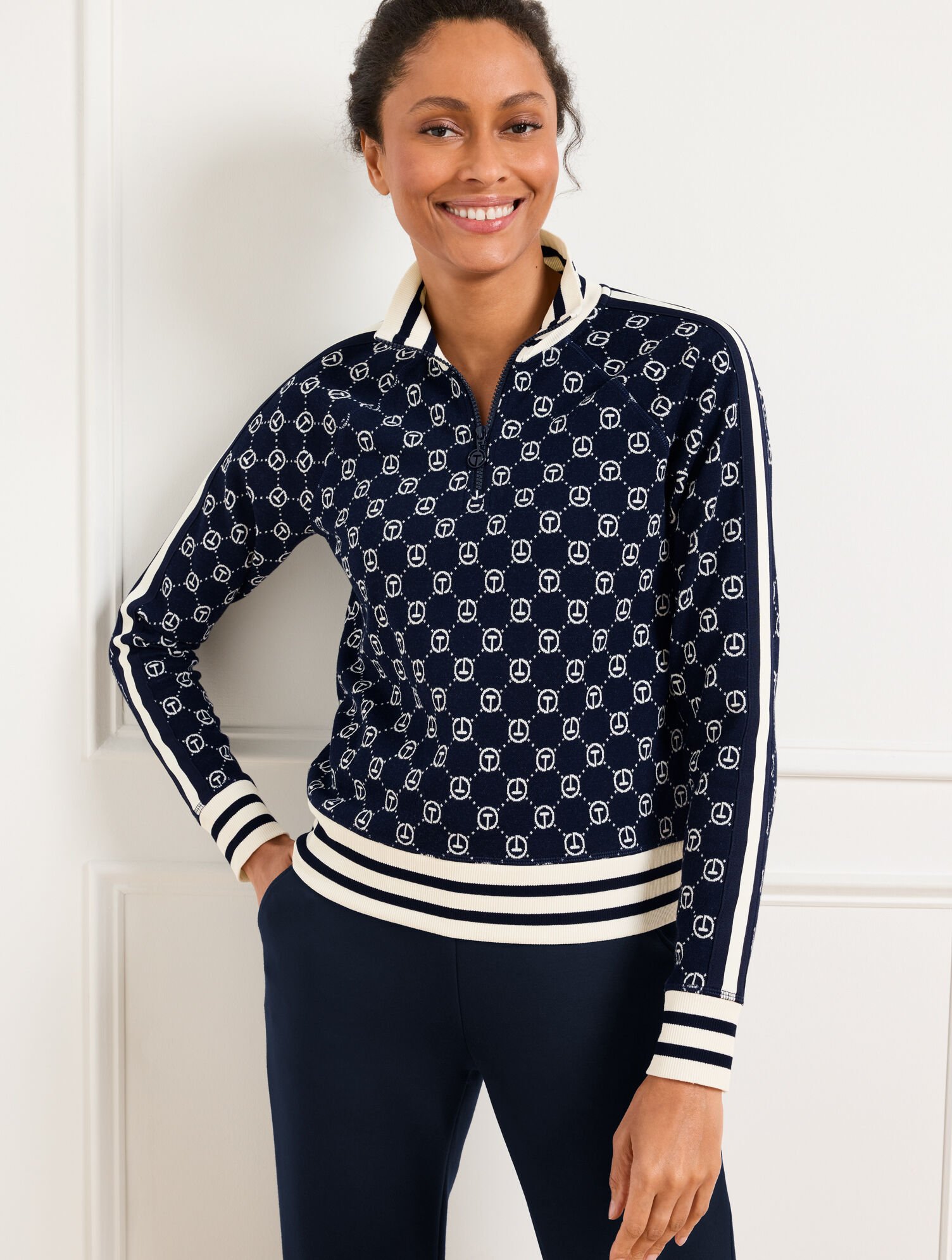 Logo Jacquard Half-Zip Pullover | Talbots