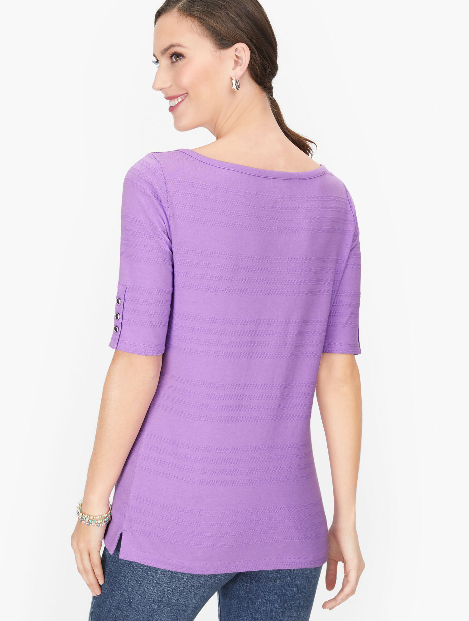 Textured Cotton Tee - Solid | Talbots