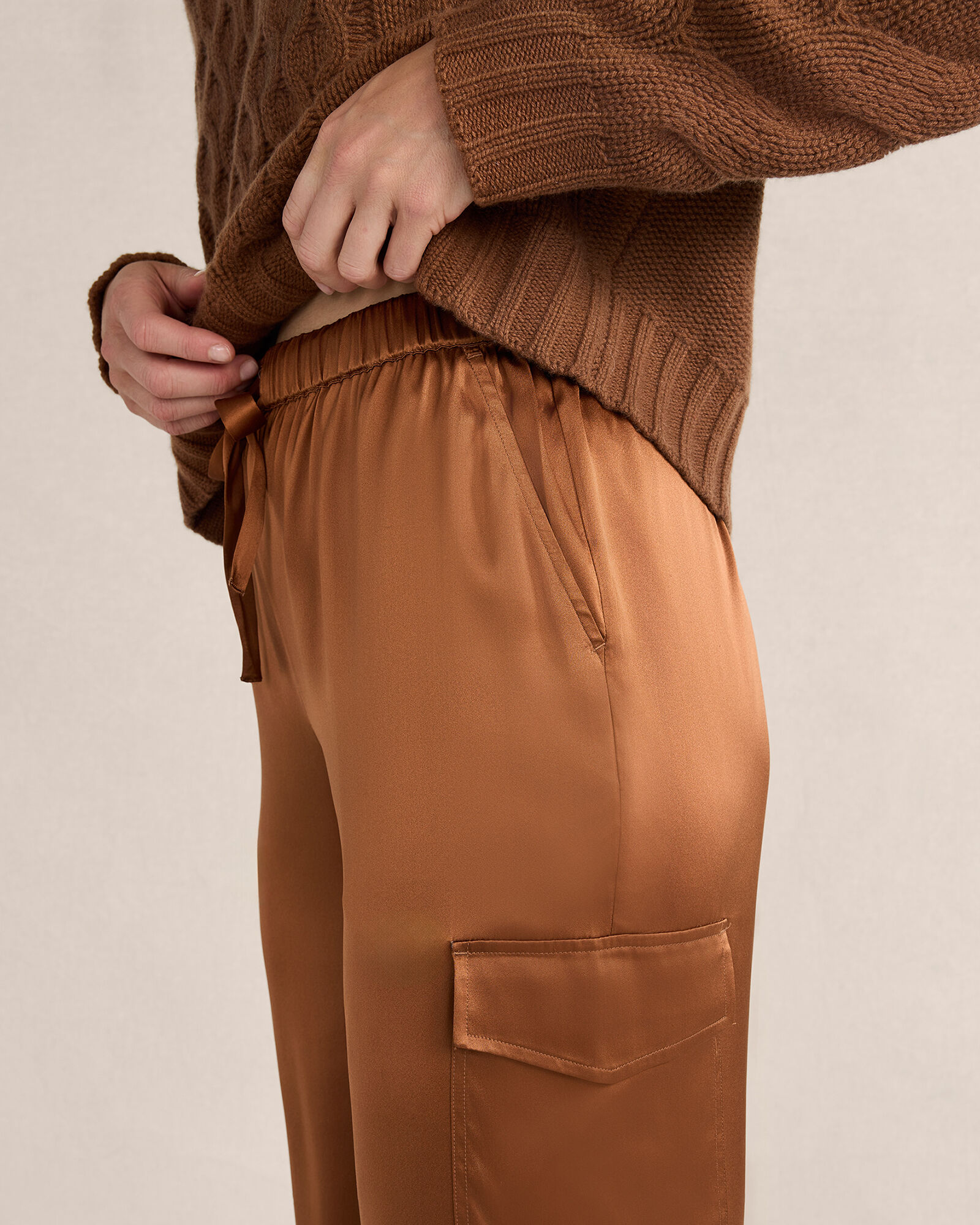 Washable Silk Drawstring Cargo Joggers | Haven Well Within