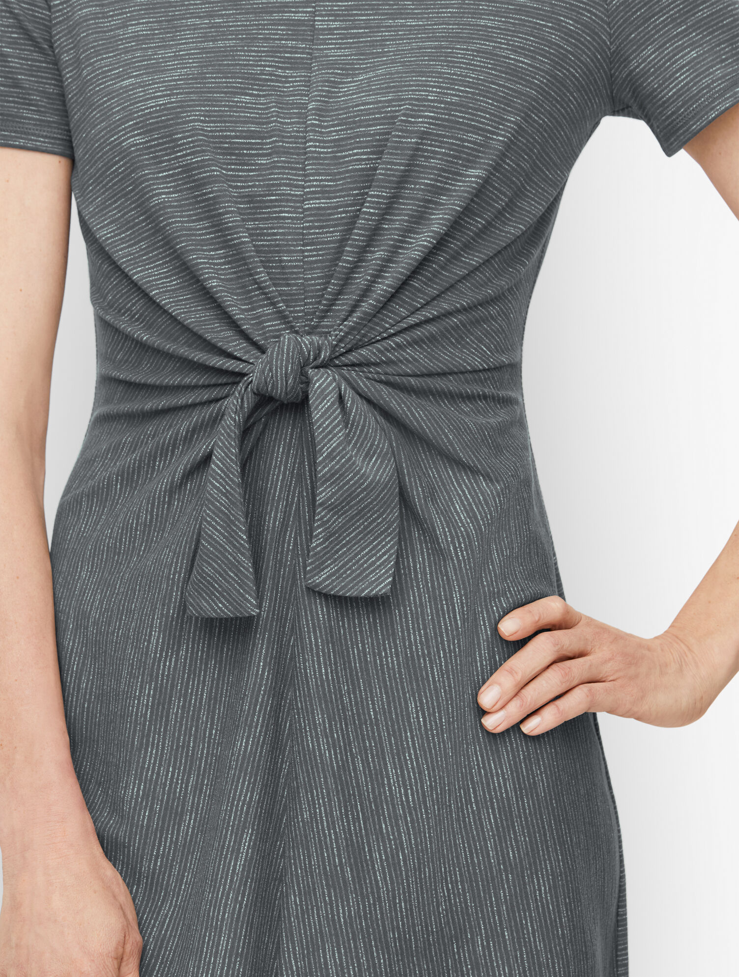 Tie Front T-Shirt Dress - Alameda Stripe | Talbots