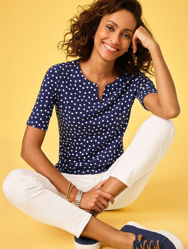 Split Neck Tee - Flirty Dot | Talbots