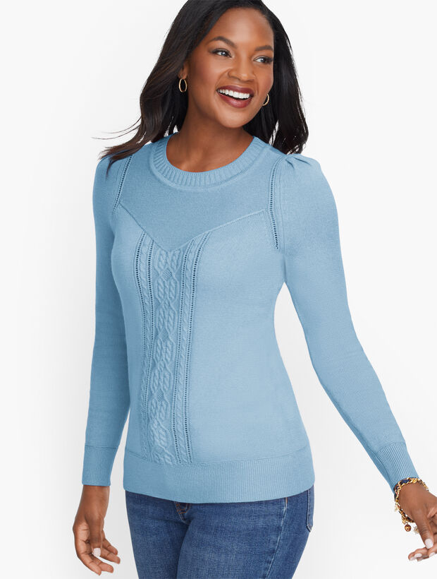 Cableknit Detail Pointelle Sweater | Talbots
