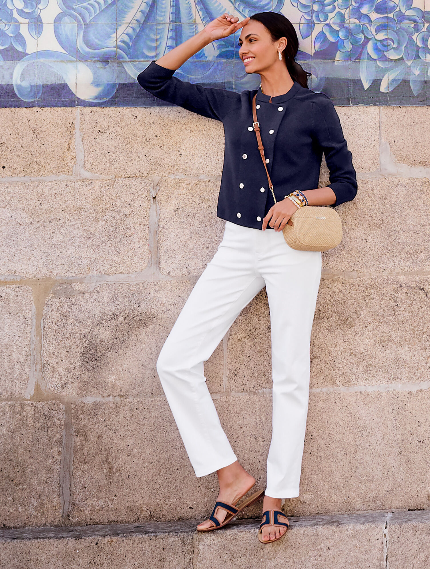 High Waist Relaxed Jeans - White | Talbots